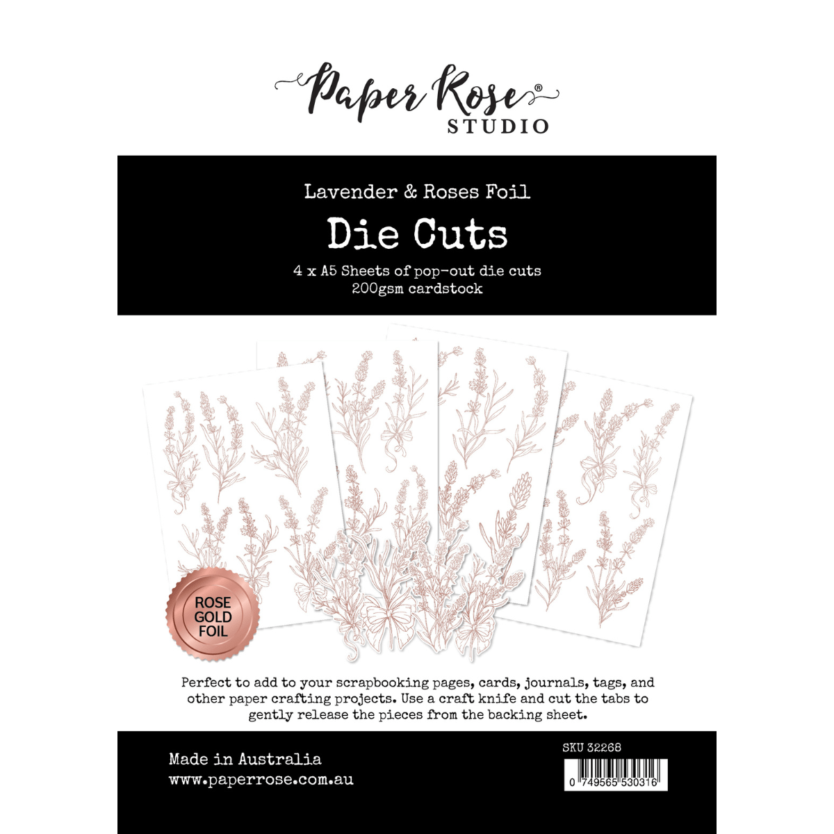 Paper Rose - Rose Gold Foil Lavender & Roses Die Cuts – Spellbinders ...