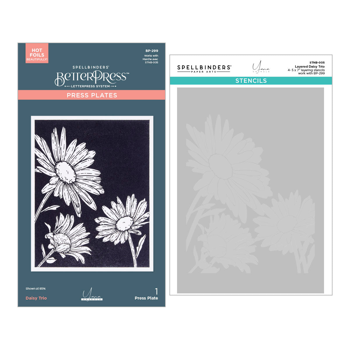 Daisy Trio BetterPress and Stencil Bundle from the Yana's Daisies Collection by Yana Smakula ...