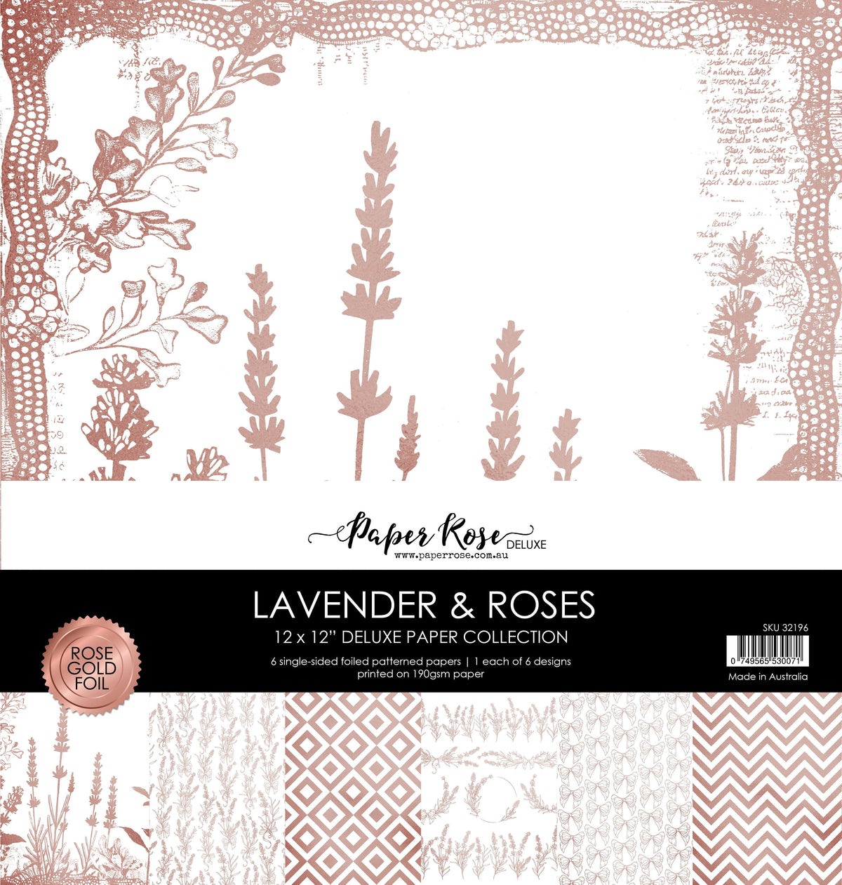 Paper Rose - Rose Gold Foil Lavender & Roses 12x12 Deluxe Paper Collec ...