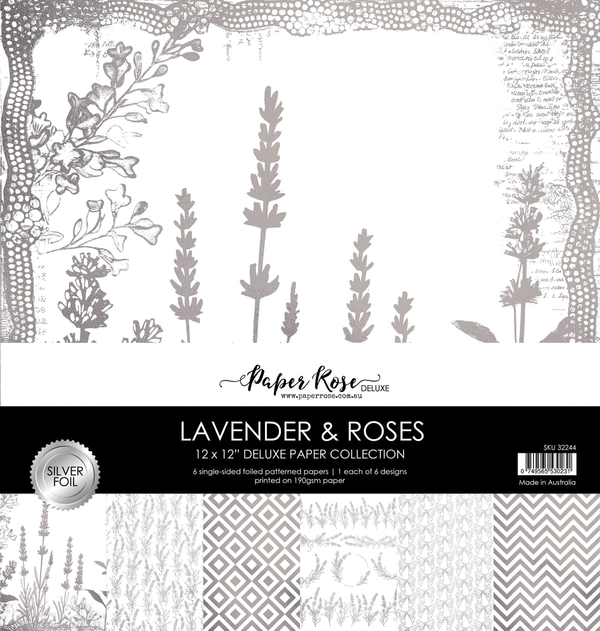 Paper Rose - Silver Foil Lavender & Roses 12x12 Deluxe Paper Collectio ...