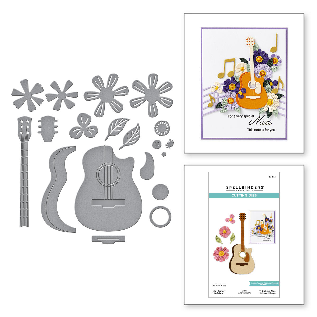 Mini Guitar Etched Dies from the Bibi's Musical Notes Collection by ...