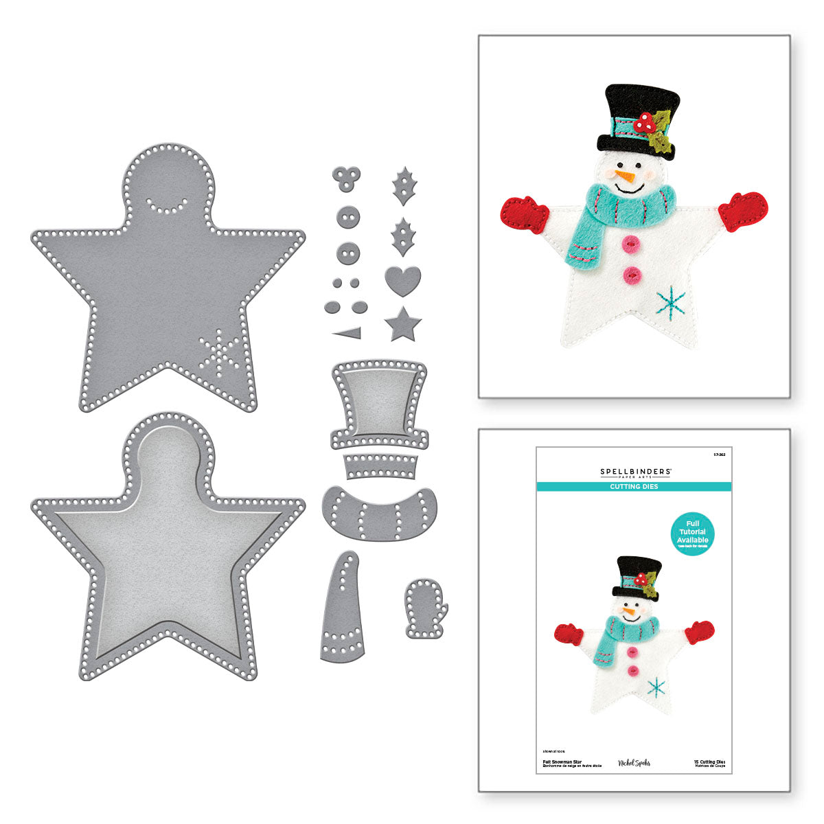 Felt Snowman Star Etched Dies from the Felt Stitch & Create Collection ...