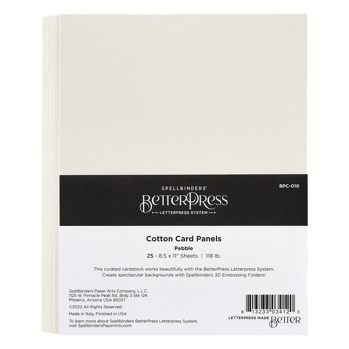 Pebble BetterPress Cotton 8-1/2 x 11" Sheets - 25 Pack | Spellbinders ...